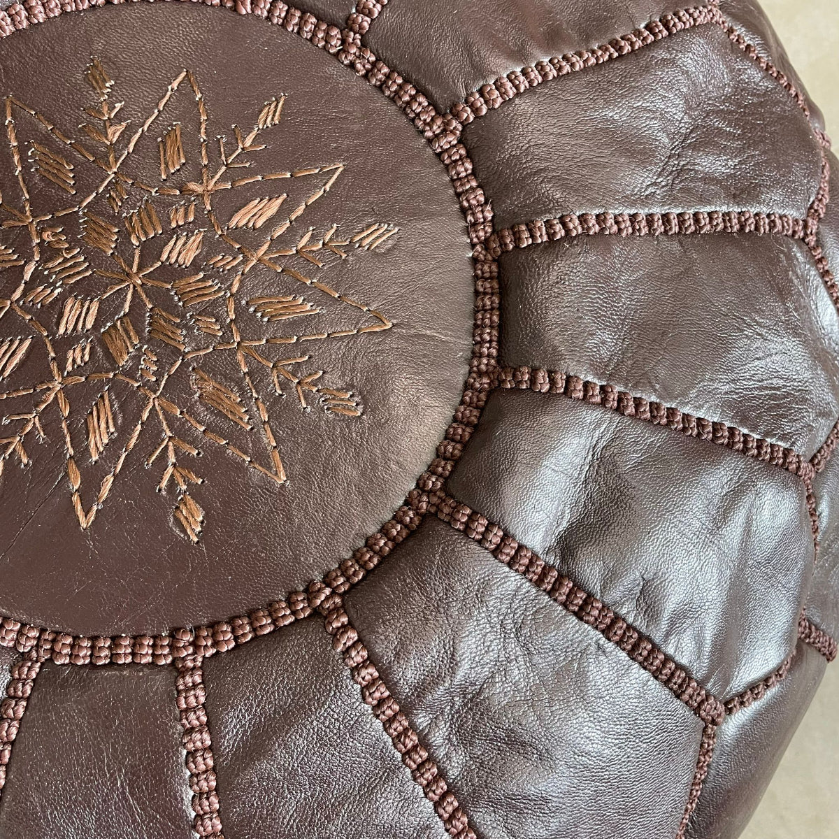 Dark Chocolate Moroccan Leather Pouffe Cover – Paradise Living Co.
