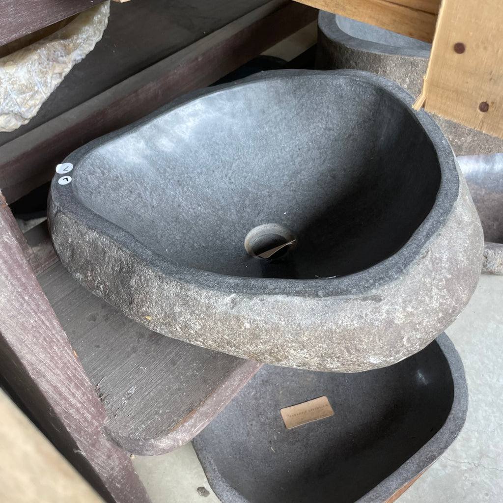 Large River Stone Basin #07 - 46 x 45 x 15cm – Paradise Living Co.