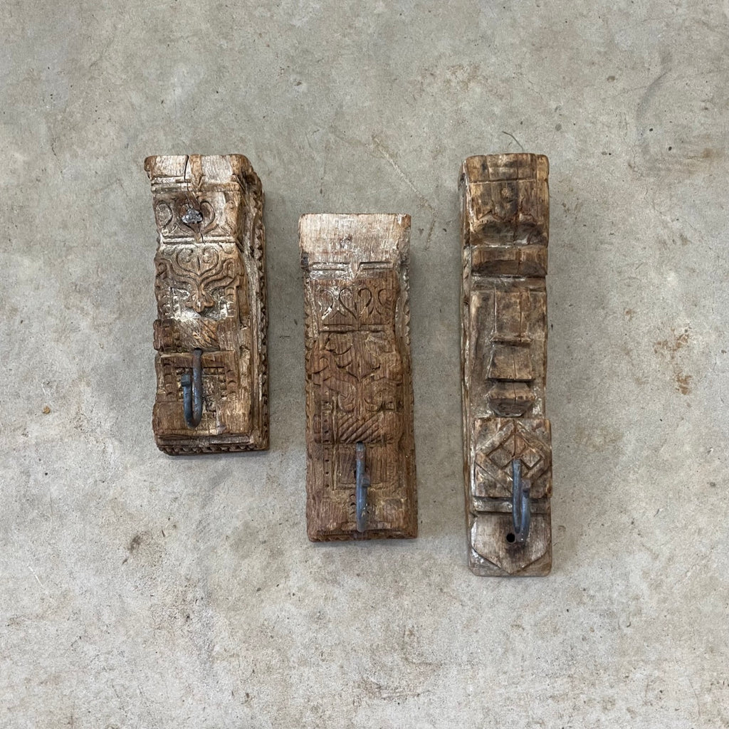 Medium Single Vintage Indian Timber Wall Hooks | Assorted Styles ...