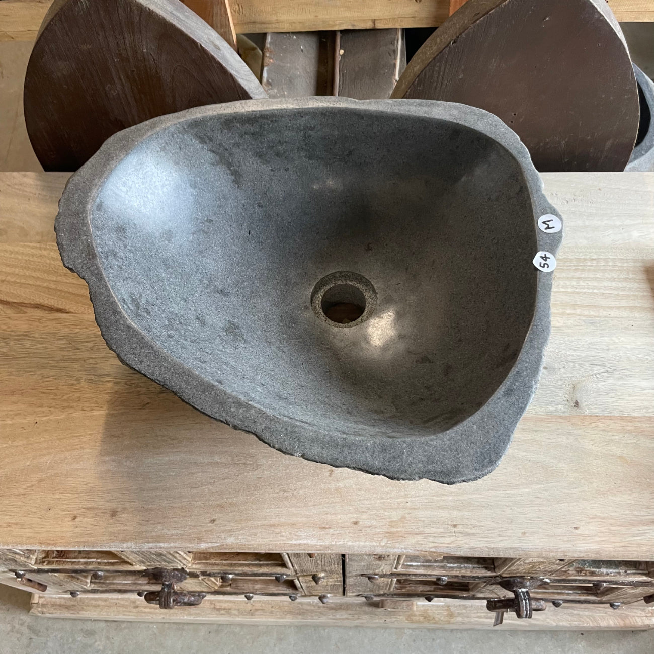 Medium River Stone Basin #54 - 42.5 x 36 x 15.5cm – Paradise Living Co.