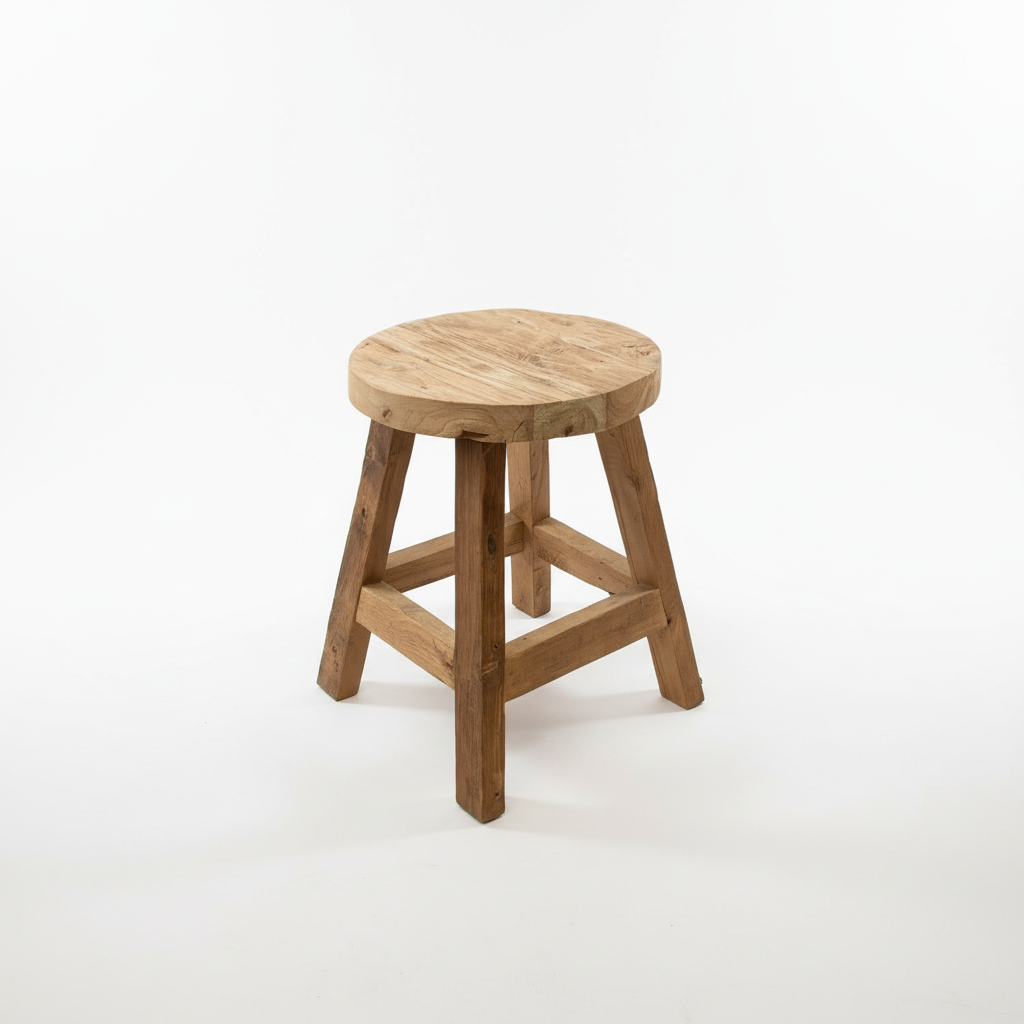 Round Rustic Workers Teak Stool – Paradise Living Co.