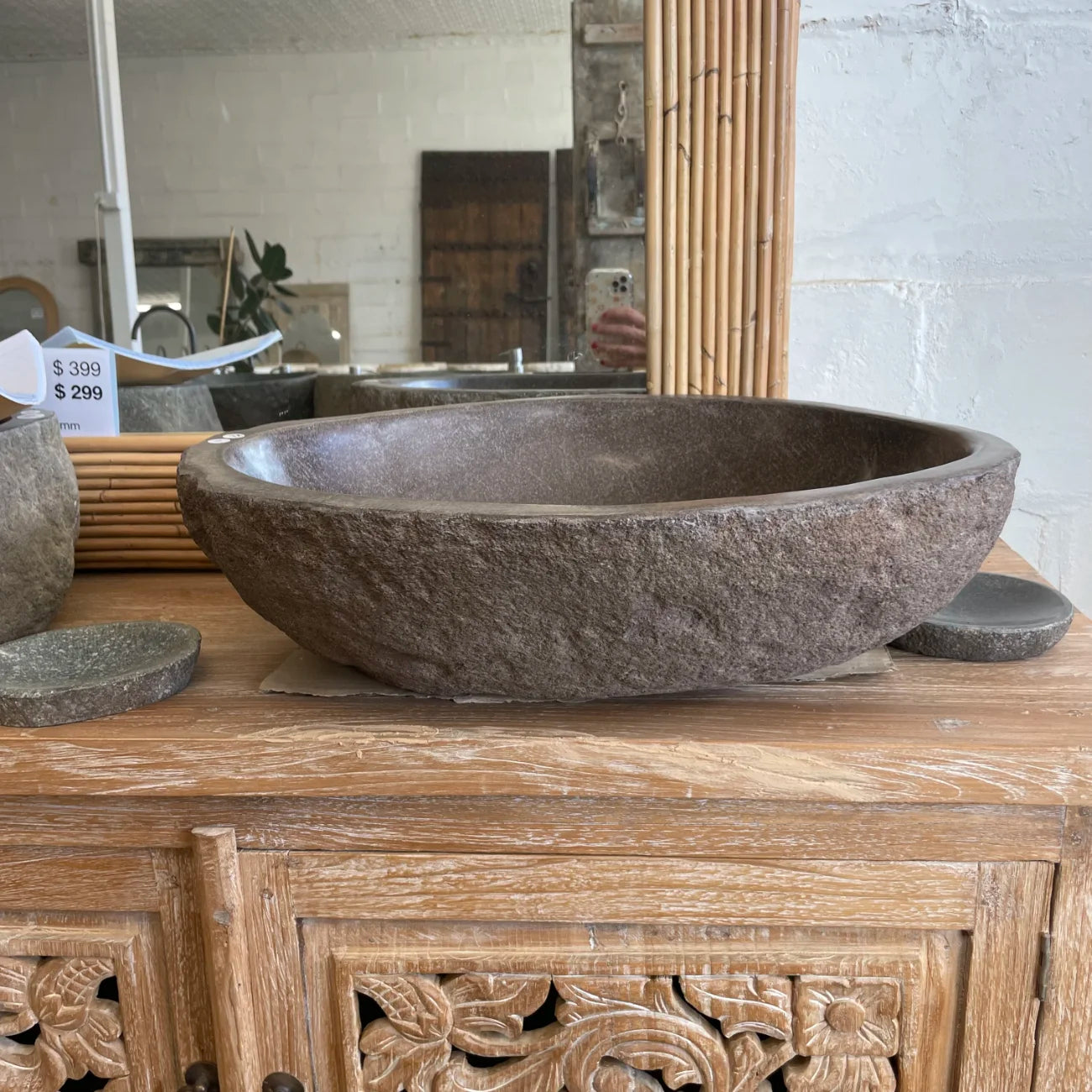 XL River Stone Basin #02 - 52 x 41.5 x 16cm – Paradise Living Co.