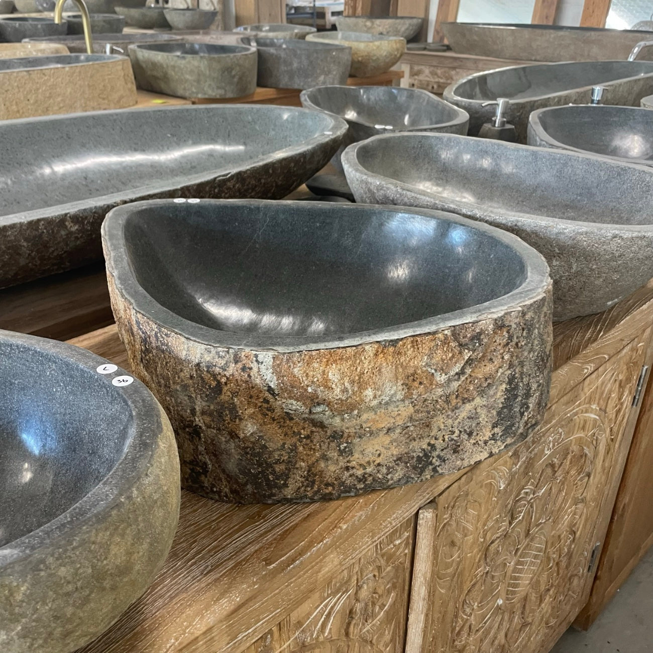 XL River Stone Basin #23 - 50 x 39 x 15cm – Paradise Living Co.
