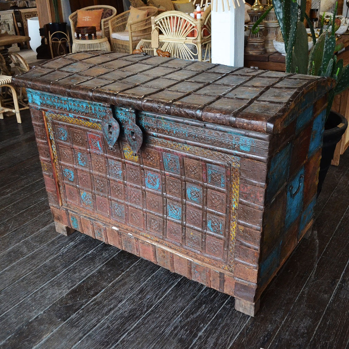 Antique Detailed Indian Pitara Box/ Trunk #001 – Paradise Living Co.