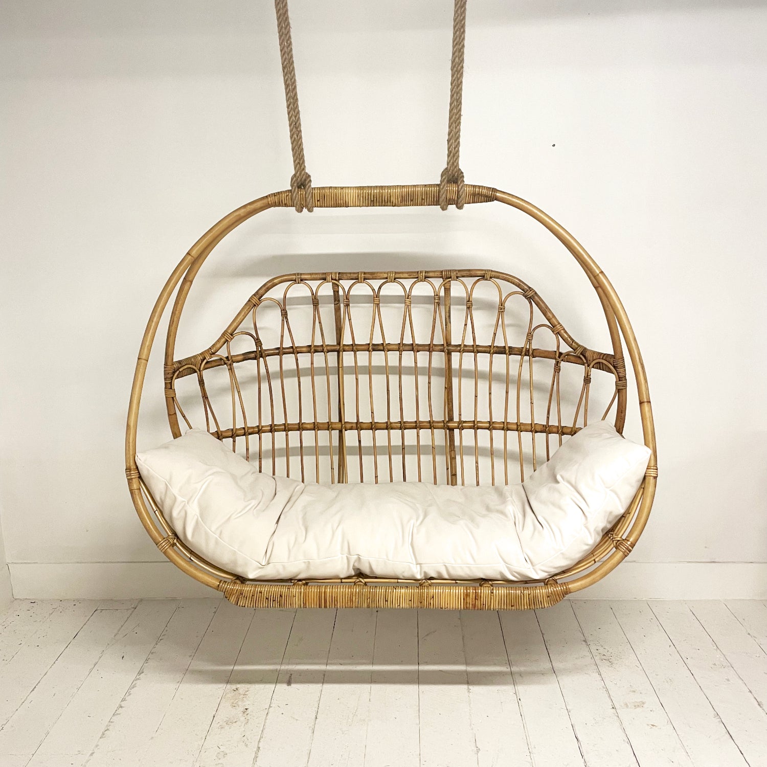 Caramel Round Double Cane Hanging Chair | Made To Order – Paradise ...