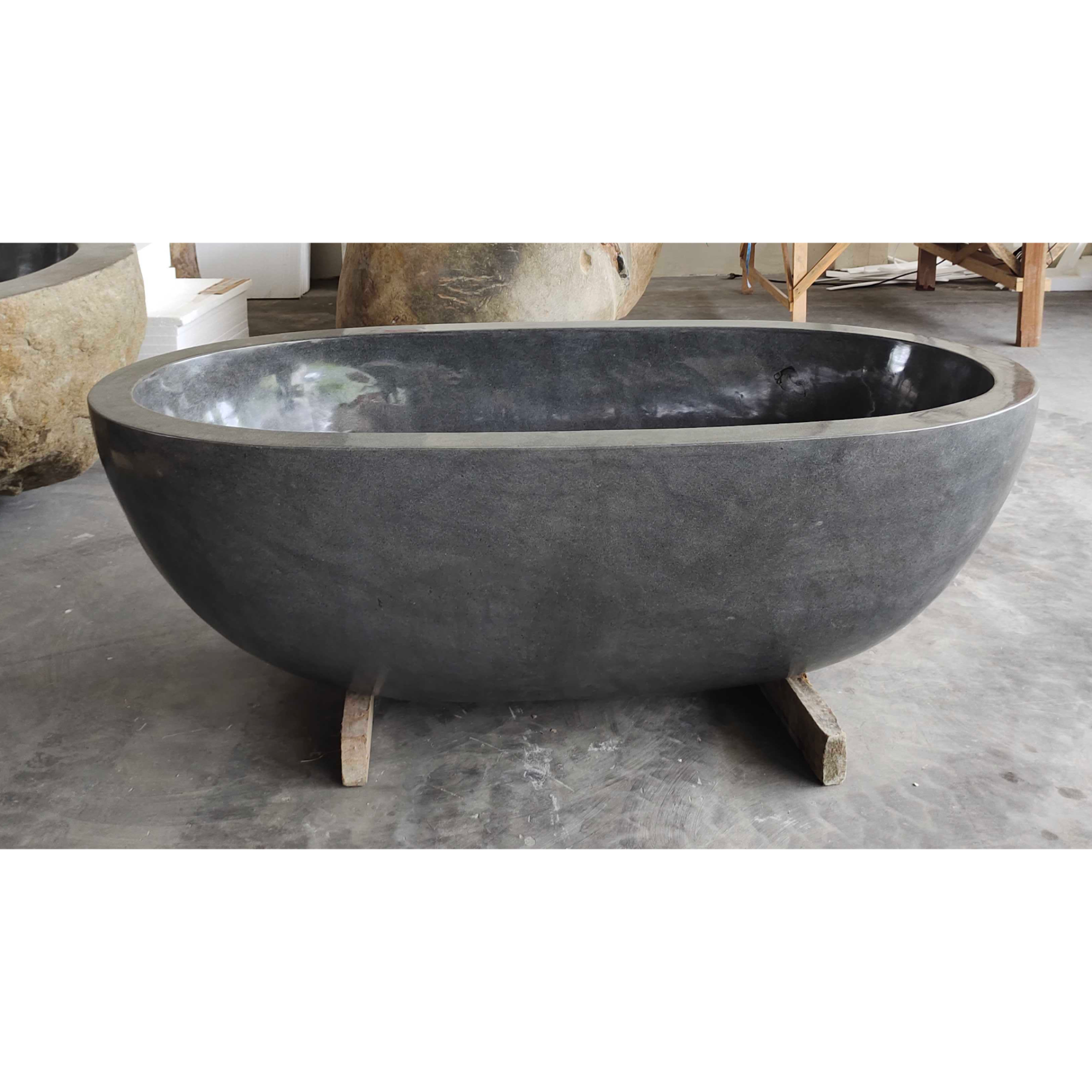Oval Full Polished Natural Stone Bath | Made to Order – Paradise Living Co.
