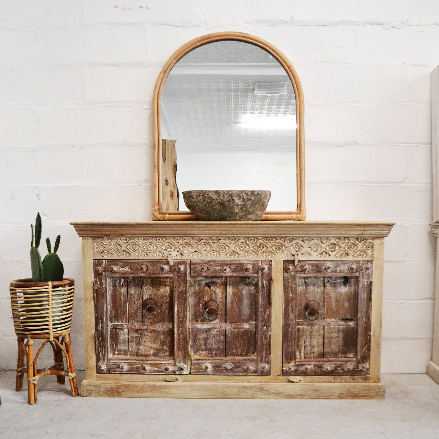 Vintage Indian Timber Sideboard 09 - 150cm Length – Paradise Living Co.