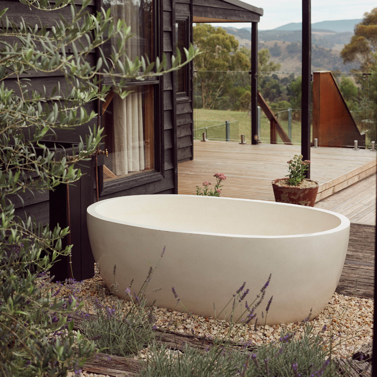 Oval Concrete Terrazzo Stone Bath 1500x900x550mm - Sandy White ...