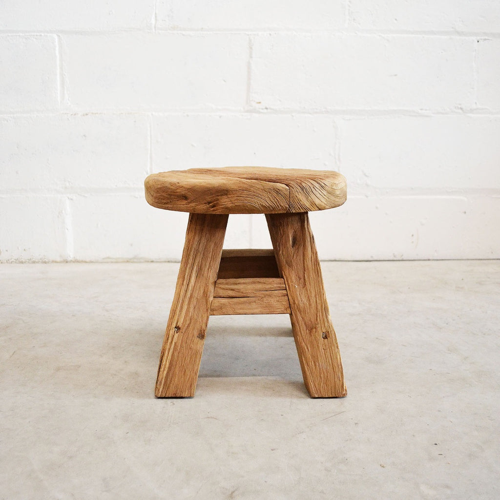 Mini Round Rustic Teak Stool 30cm – Paradise Living Co.