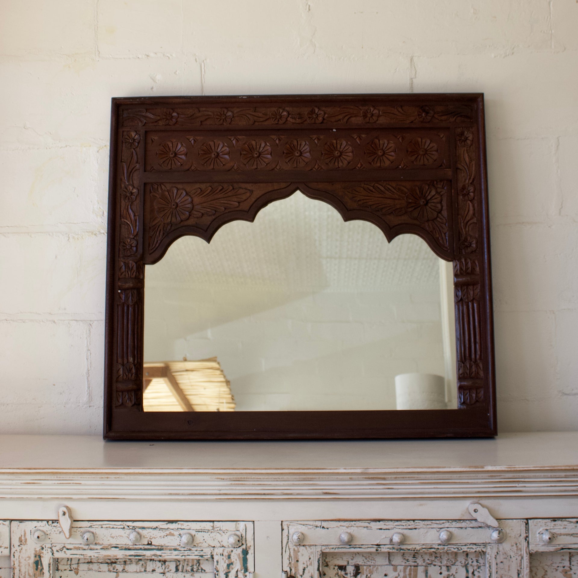 Natural Indian Arch Mehrab Mirror 80x90cm – Paradise Living Co.