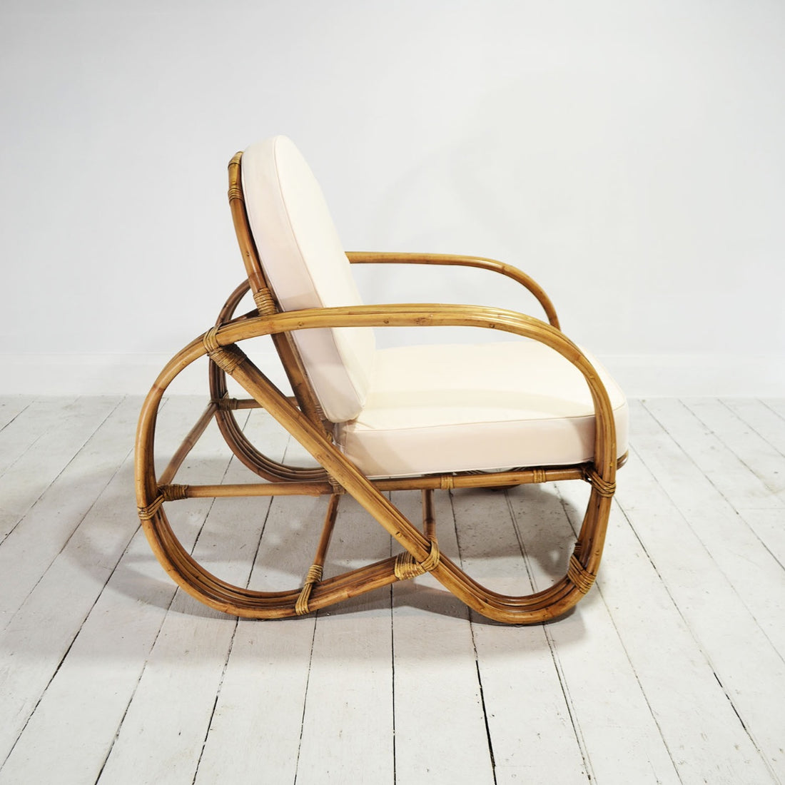 Caramel Pretzel Rattan Arm Chair - Cream Cushion – Paradise Living Co.