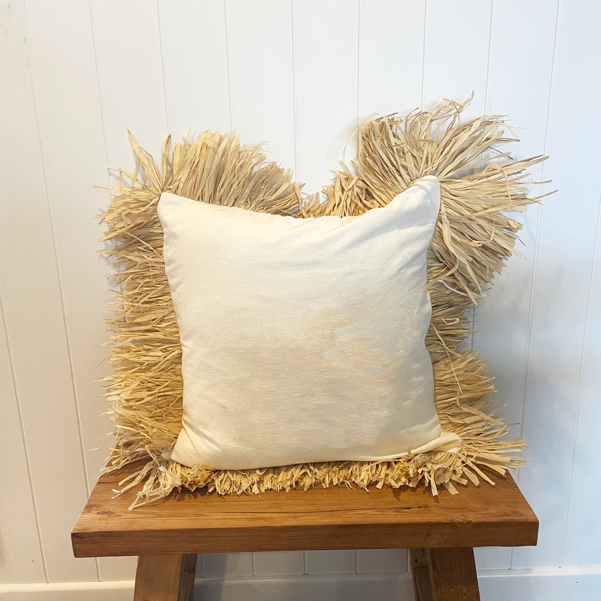 Raffia Fringe Cushion 50x50cm – Paradise Living Co.