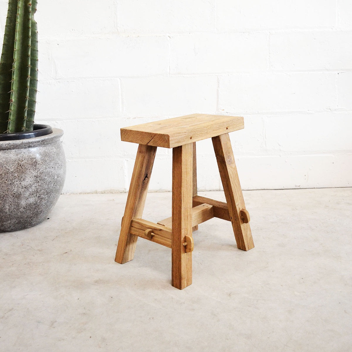 Rectangular Rustic Workers Teak Stool 50cm – Paradise Living Co.