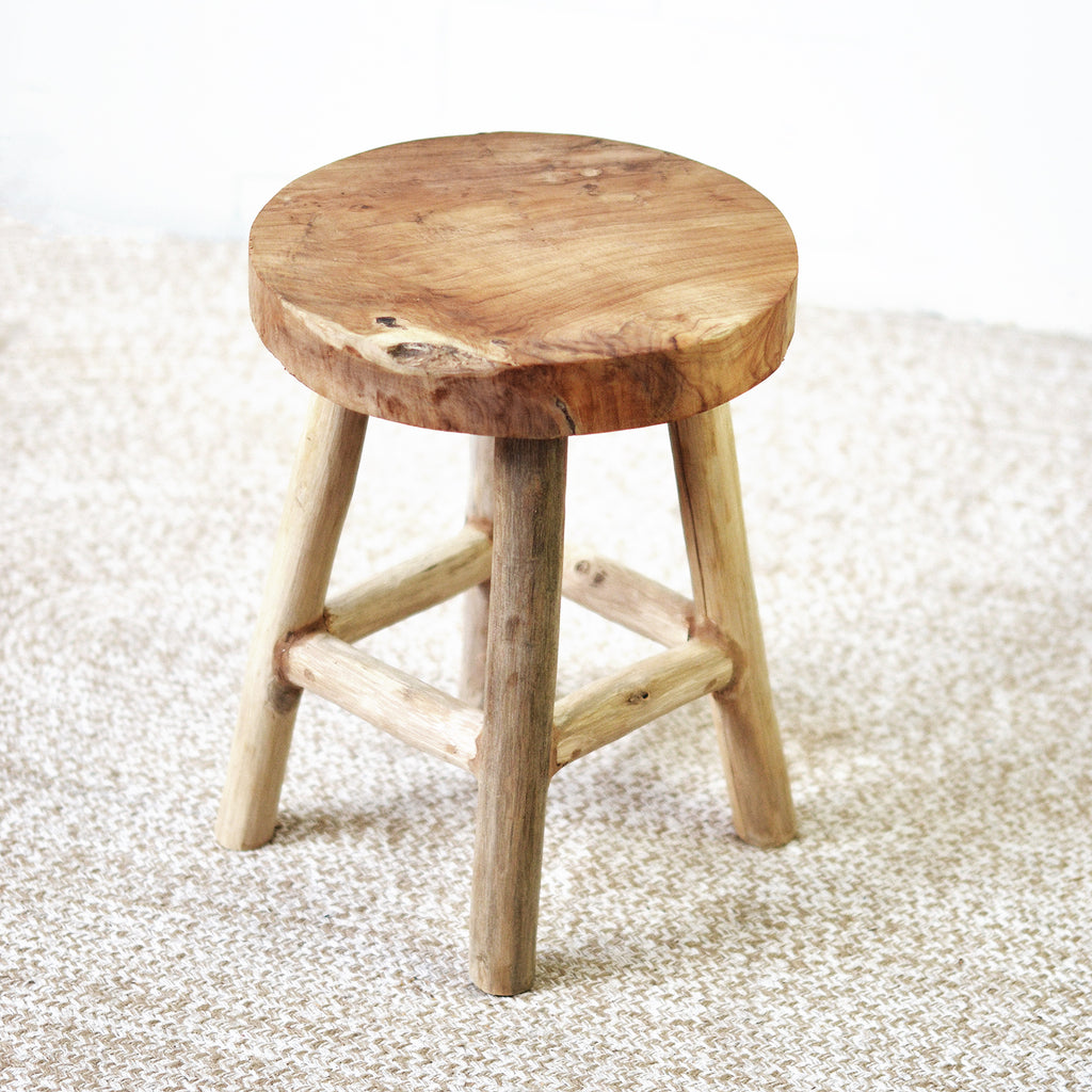 Small Cabana Rustic Teak Stool 45cm – Paradise Living Co.