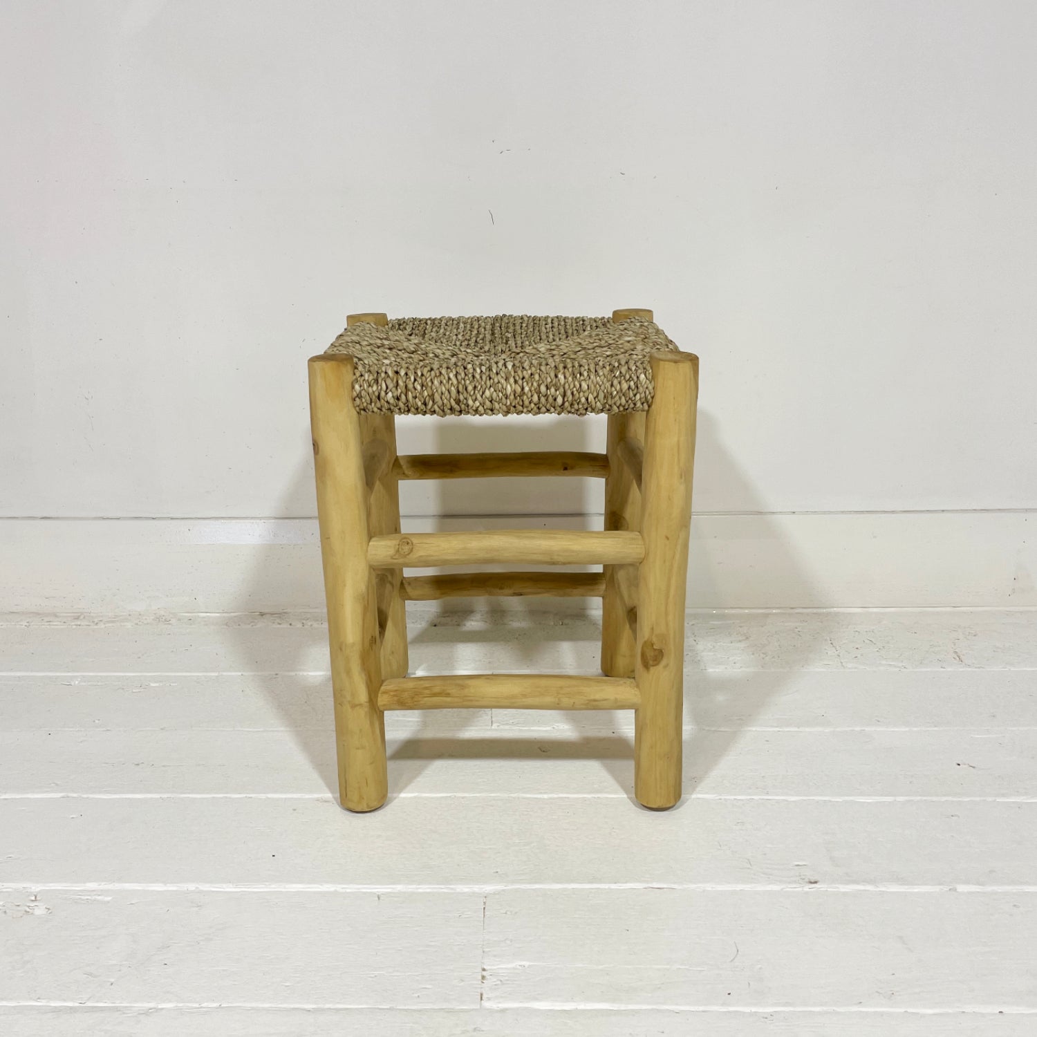 Woven Seagrass & Teak Stool – Paradise Living Co.